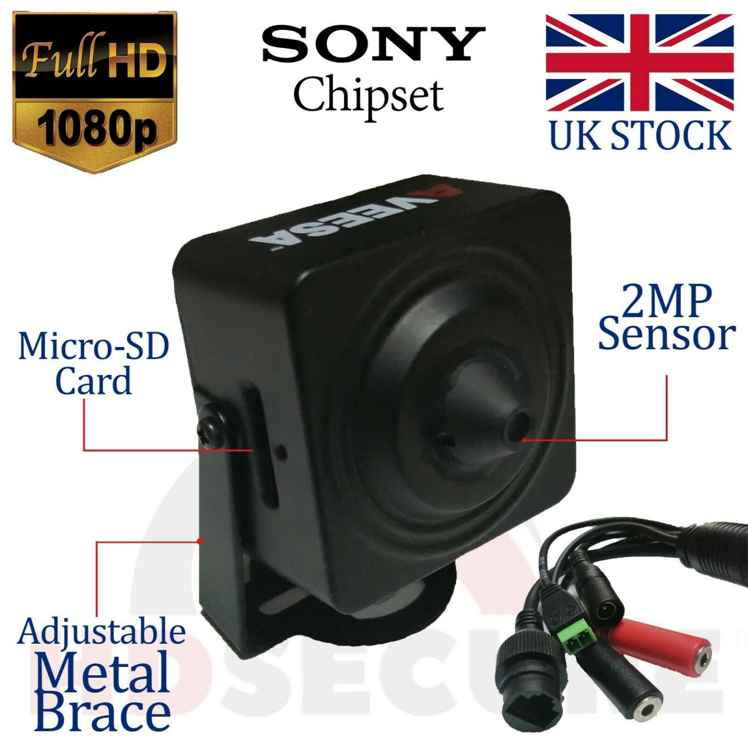 CCT COVERT IP Camera 1080p pinhole 2MP FHD Mini Spy Micro-SD 2.8mm (UK)